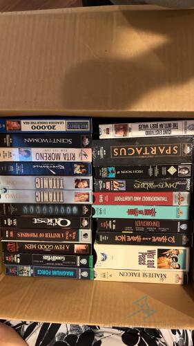 > 50 Assorted VHS Tapes & Rewind machine