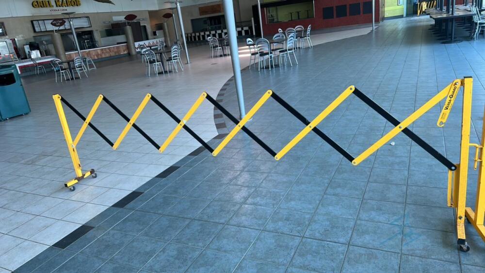 3 Versa-Guard expandable barriers on wheels